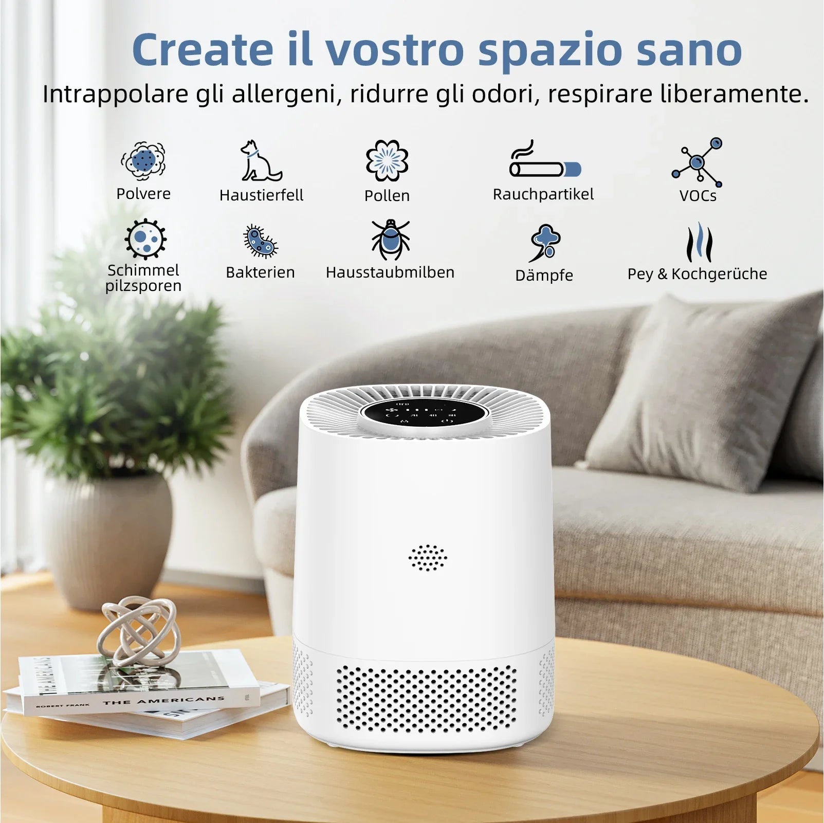 Smart Air Purifier With 3-stage Filtration Ionization Technology And P ...